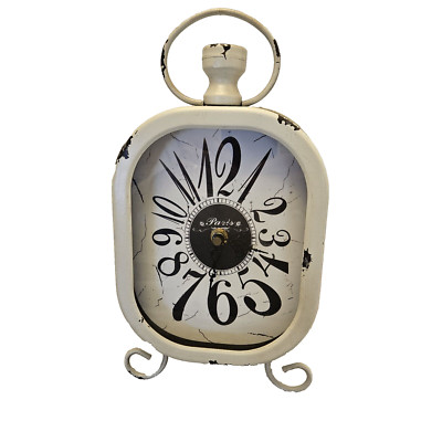 Clock - Farmhouse Rustic Style IVORY Distressed Mantle Decor Shelf ...