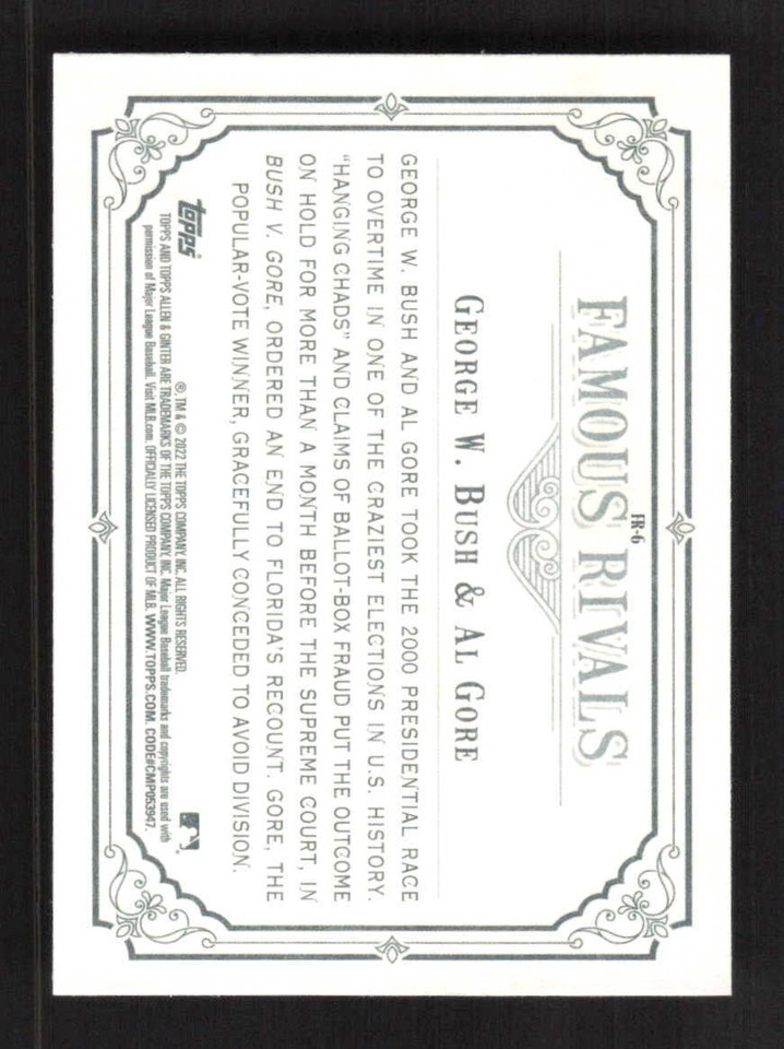 Al Gore / George W. Bush 2022 Topps Allen & Ginter Famous Rivals #FR-6 ...