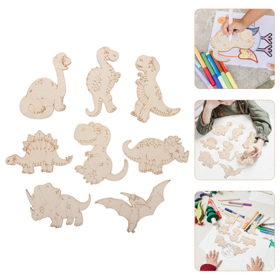 8Pcs Dinosaur Wood Slices Dinosaur Design Wood Chips DIY Handmade ...