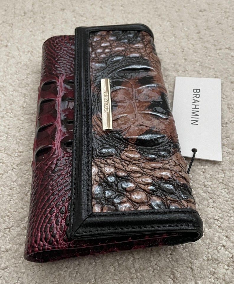 Brahmin Cordelia Trifold Lthr Wallet CHERRY LACQUER TOWERS Leopard ...