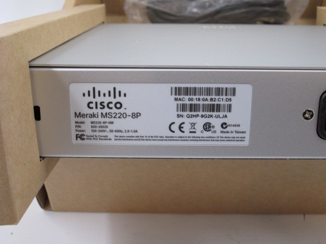 Cisco Meraki MS220-8P Cloud Managed Switch 8-Port Gigabit PoE 8x 1GbE ...