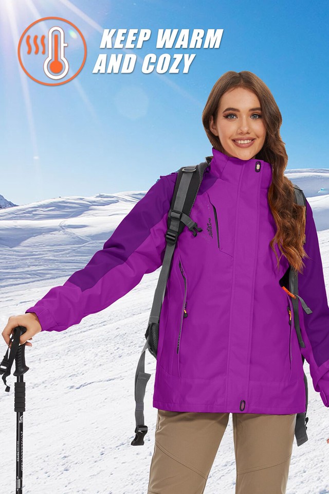 Women's 3-IN-1 Ski Snow Jacket Outdoor Winter Warm Jackets Fleece ...