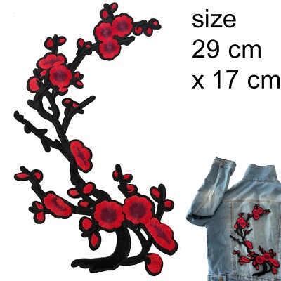 Big red flower patch iron on - Sakura Japanese cherry blossom iron-on ...