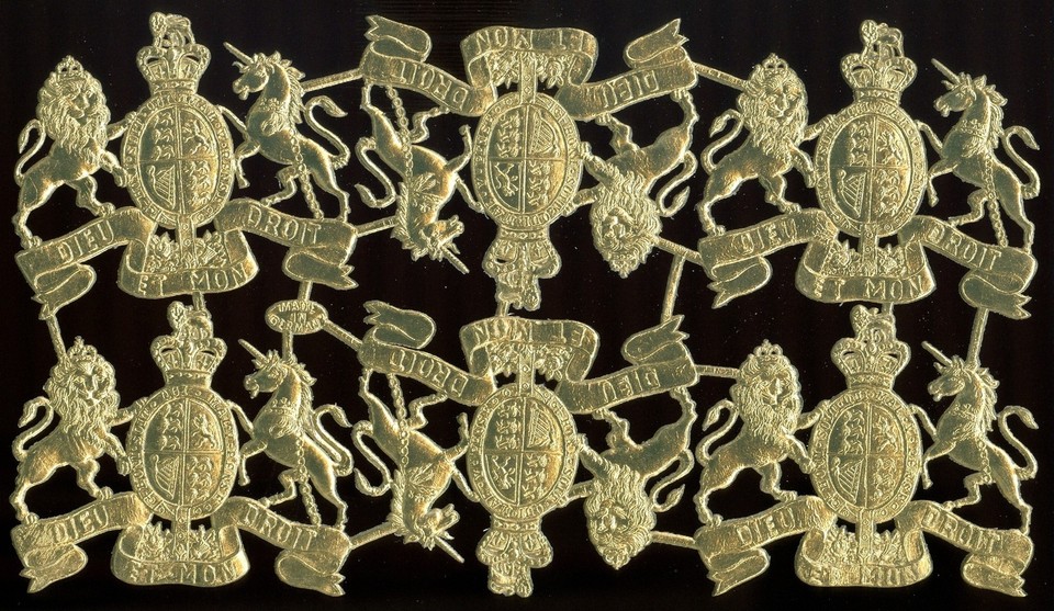 Scrap German Dresden Gold Foil Queen Victoria Royal Crest Victorian ...