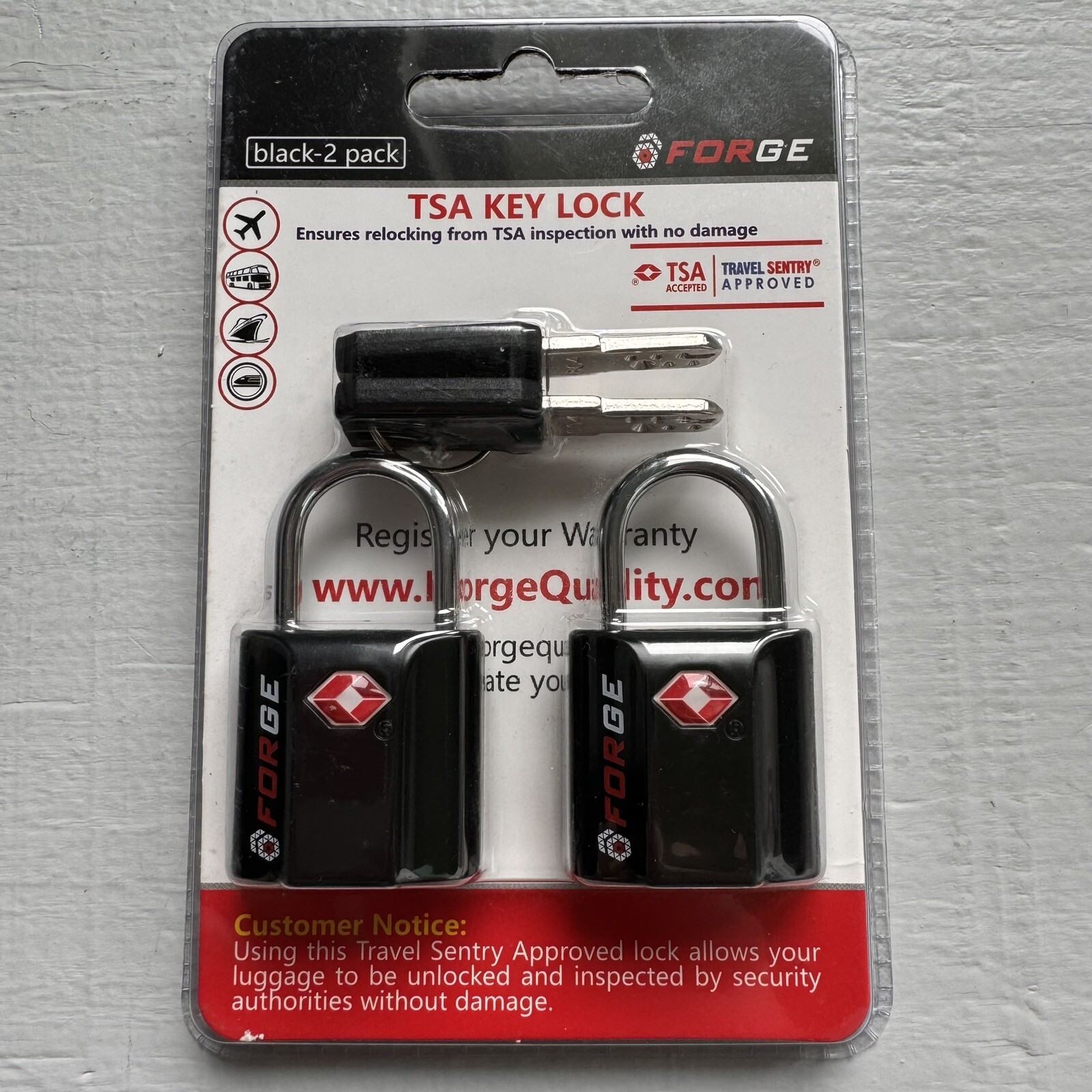 Forge 1''x1'' Small TSA Approved Luggage Locks 2 Pack Ultra-Secure Key ...
