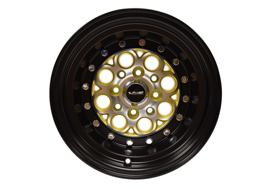 2x VMS Revolver Machined Gold black Lip Drag Racing Wheels Rims 13x8 ...