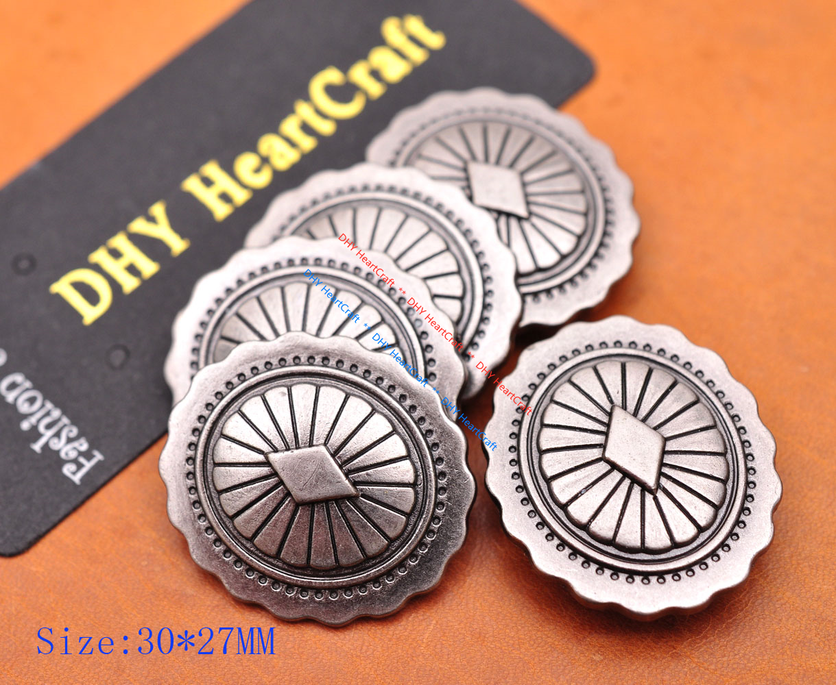 10X 30*27MM Retro Silver Tribal Carved Diamond Flower LEATHERCRAFT ...