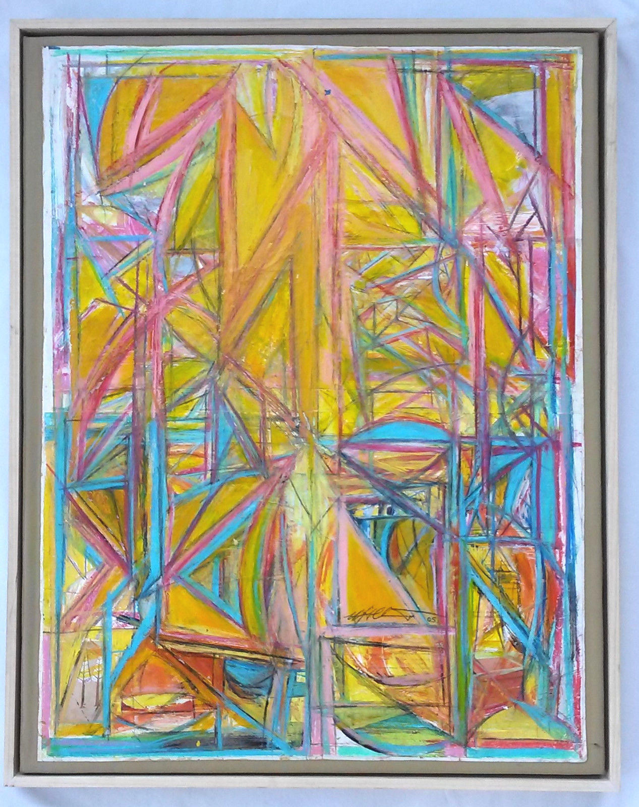 Original Martin Cohen Abstract Oil/Collage on Paper "Yellow Landscape ...