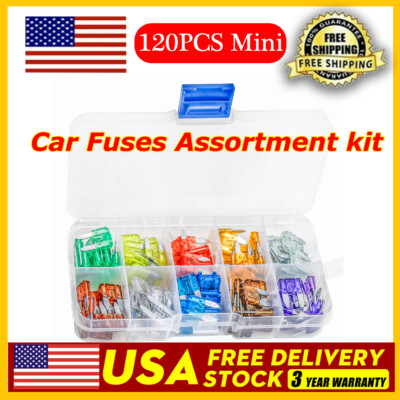 120pcs Mini Blade Fuse Assortment Auto Car Motorcycle SUV Fuses Kit APM ...