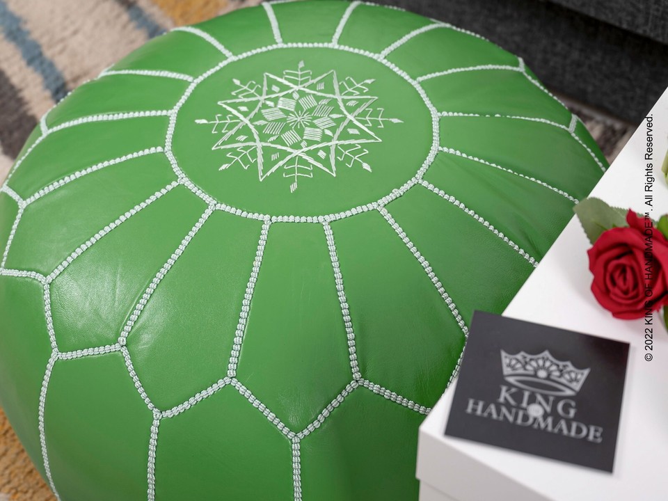 STUFFED Ottoman Pouf Moroccan leather, handmade footstool, Home ...