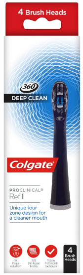 Colgate ProClinical 360 Replacement Brush Heads Pack of 4 Fits All ...