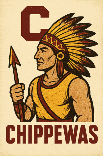 R Michigan Chippewas NCAA College Mascot Logo Poster Decor 12x8in Metal ...