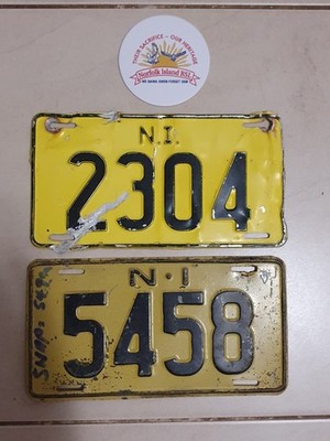 Norfolk Island Car License Number Plate - Pair Of Lesser Condition ...