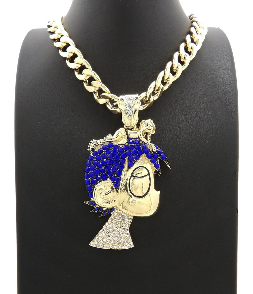 Hip Hop Iced UZI Cartoon Character Pendant & 18" 20" 24" Cuban Chain ...