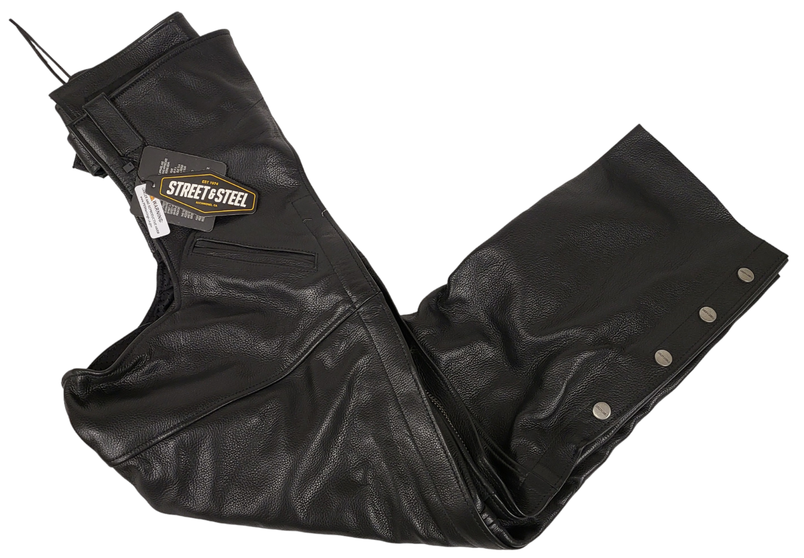 Street & Steel Black Leather Richmond Lea Biker Motorcycle Chaps -PICK ...