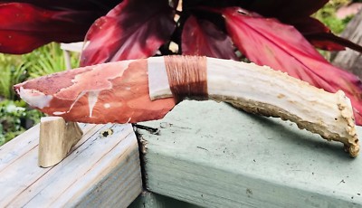 Native Jasper Natural Gemstone Blade Knife Deer Antler Flint Knap ...