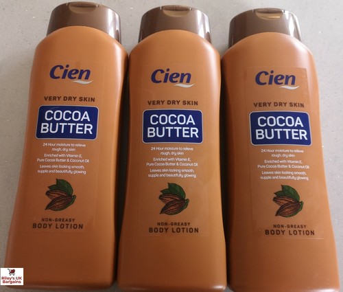Cocoa Butter Moisturising Body Lotion 3 x 500ml Dry Skin Cien Vitamin E ...