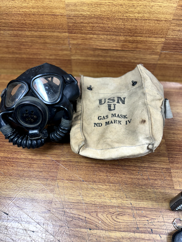 WW II 1944 USN MK-IV Mark 4 GAS MASK & ORIGINIAL AIR FILTER MSA MINE ...