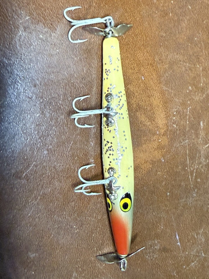 Vintage Devil’s Horse Wood Prop Lure Yellow Red Nose 4.5” Topwater | eBay