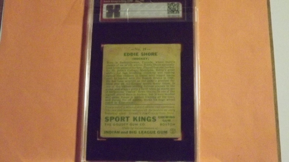 EDDIE SHORE 1933 GOUDEY SPORT KINGS #19 ROOKIE CARD. GRADED BY KSA 2 GD ...