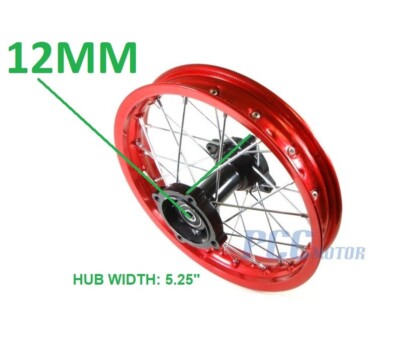 12" RED REAR WHEEL FOR 12MM AXLE PIT DIRT BIKE RM07R | eBay