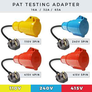 PAT TESTING ADAPTERS 110V - 415V TESTING ADAPTORS 16A - 63A YELLOW ...