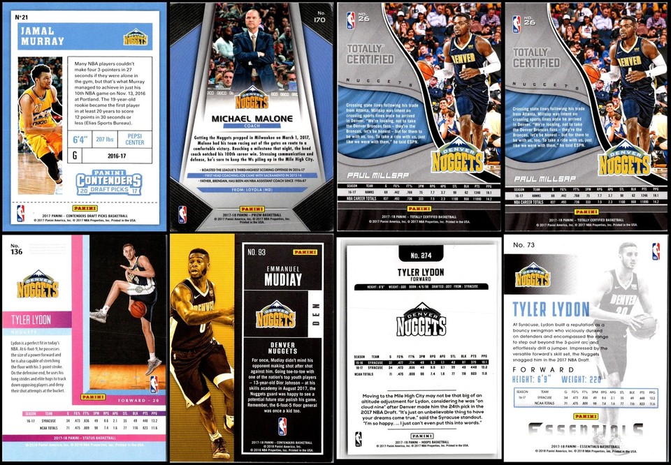 2017 Denver Nuggets (8) Card Lot - Running Low – Final Chance to Order ...