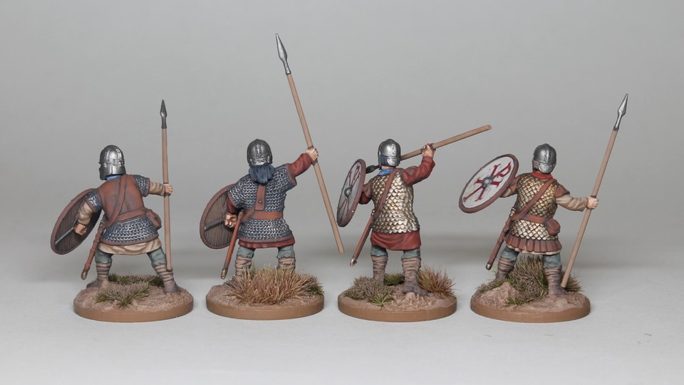 Painted 28mm Victrix Romano-British Armoured Infantry x4 Saga Dark Ages ...