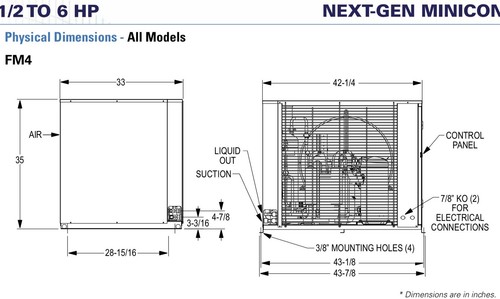 New Russell 5 HP outdoor condensing unit 208/230/1PH , M# RFO500L4SDB ...