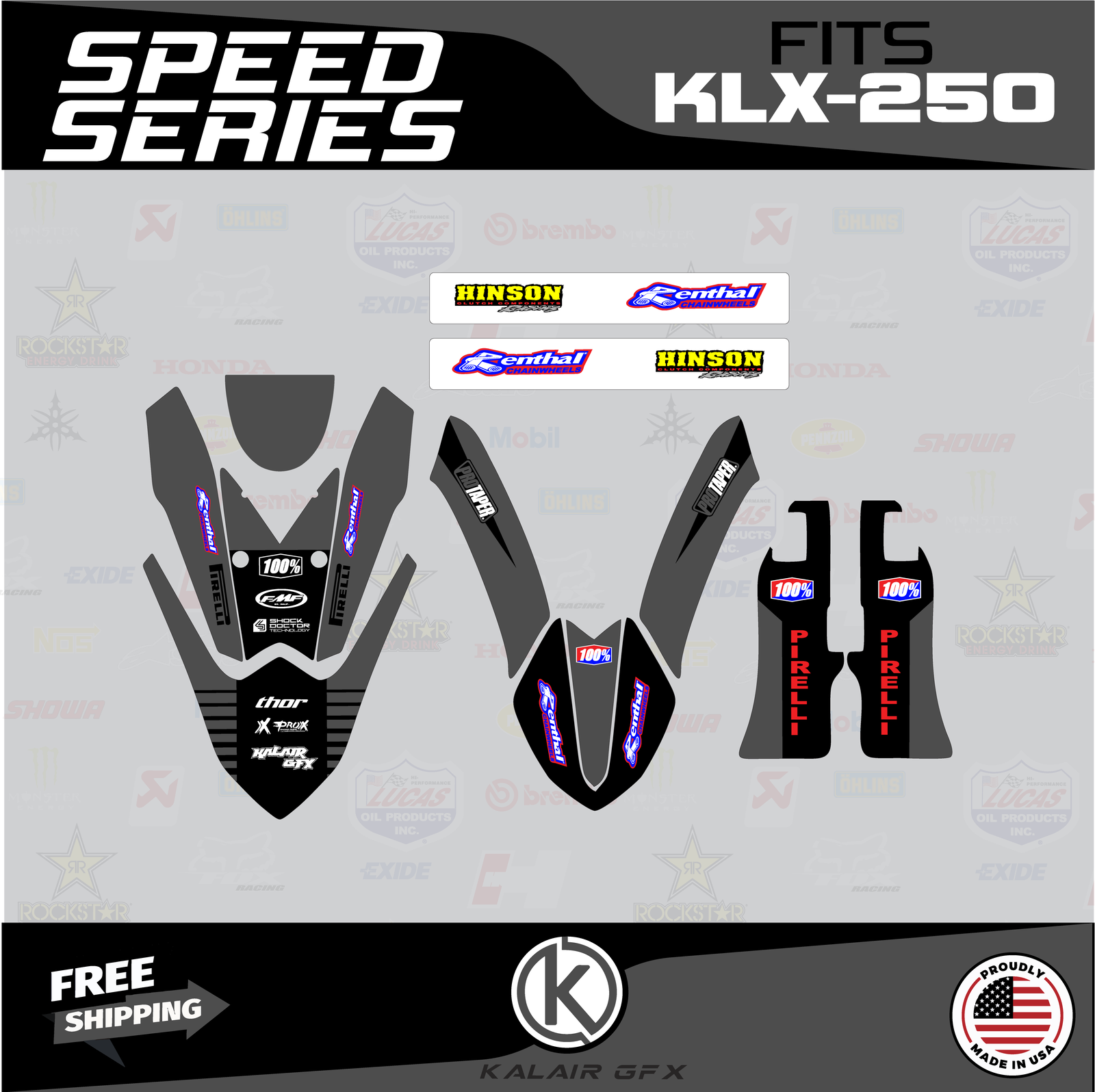Graphics Kit for Kawasaki KLX250 (2008-2020) KLX 250 Speed-Grey | eBay