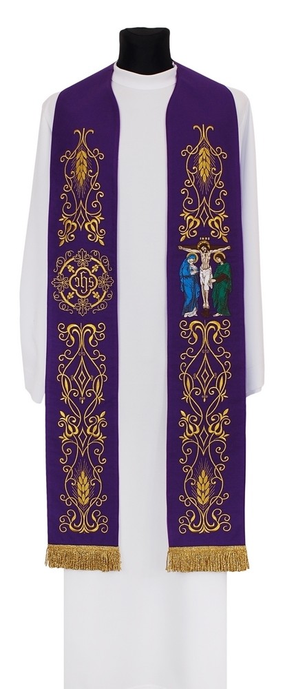 Purple Violet Gothic Clergy Stole Crucifixion Vestment Stola Estola ...