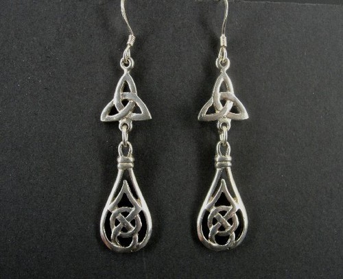 Celtic Knot Long Irish Dangle Sterling Silver 925 Pierced EARRINGS | eBay