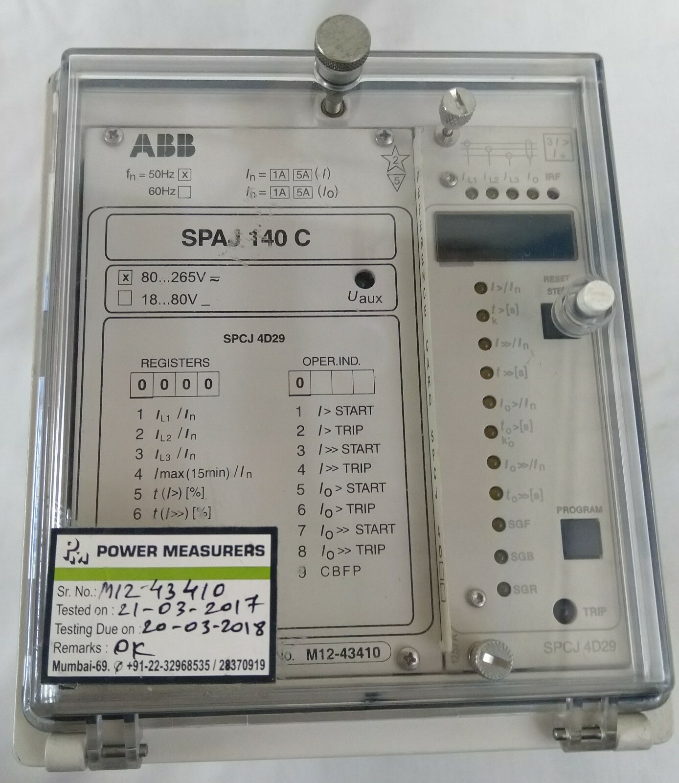 ABB SPAJ 140 C Over Current and Earth Fault Relay (SPAJ140C) | eBay