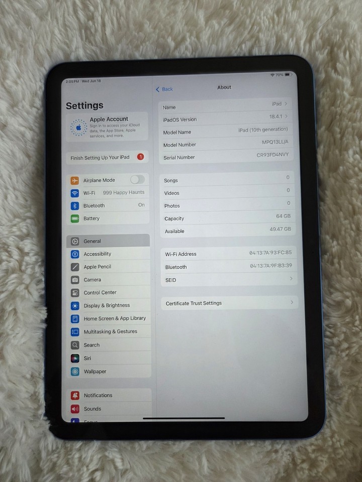 Apple iPad 10th Generation 10.9" 64GB Blue Wi-Fi Tablet MPQ13LL/A | eBay