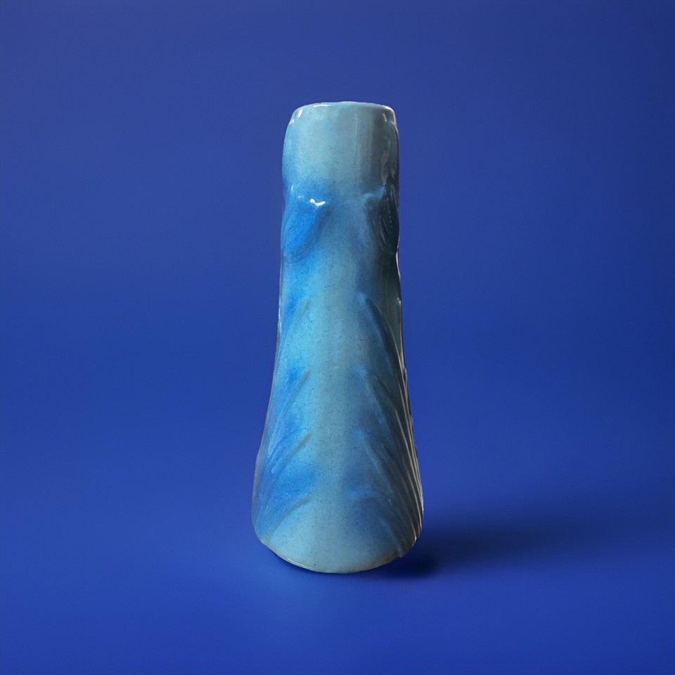 HUGE Van Briggle Pottery Turquoise Ming Blue Yucca Flower Floor Vase 17 ...