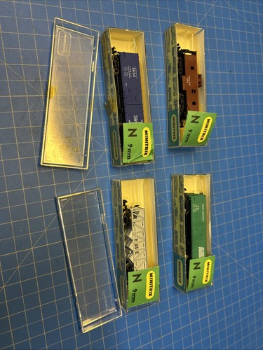 Lot of 4 Minitrix N Scale Box Car, Caboose, Hopper Model Train | eBay