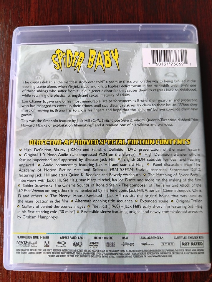 Spider Baby Blu-ray & DVD from Arrow Video (Regions A, B, 1, 2 ...