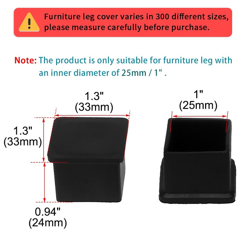 Chair Leg Caps Furniture Feet Slider Desk Floor Protector 6pcs 1"x1 ...
