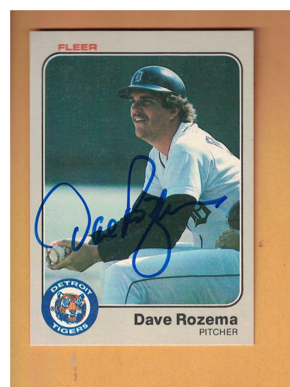 Dave Rozema AUTOGRAPHED 1983 FLEER BASEBALL CARD SIGNED Detroit Tigers ...