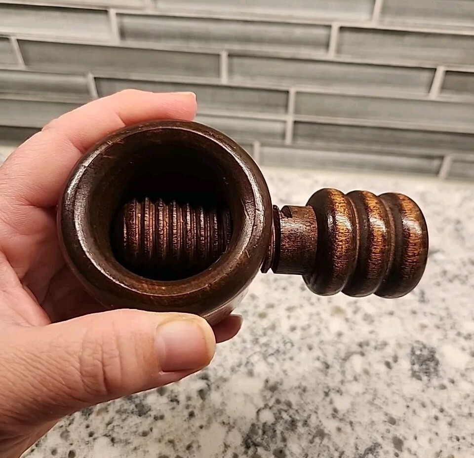 Vintage Nutcracker Solid Walnut Wood Hand Crank | eBay