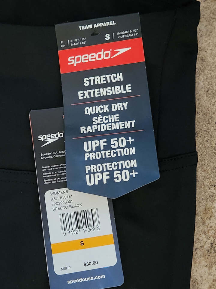 New! Women's Speedo Bicycle Spandex Jammer Shorts Black Long Length ...