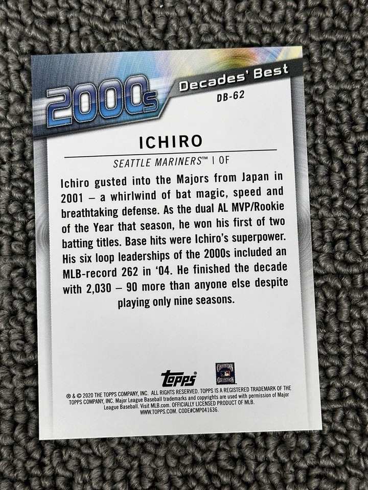 2020 Topps ~ Ichiro Suzuki ~ Decades Best Insert ~ DB-62 ~ Mariners | eBay