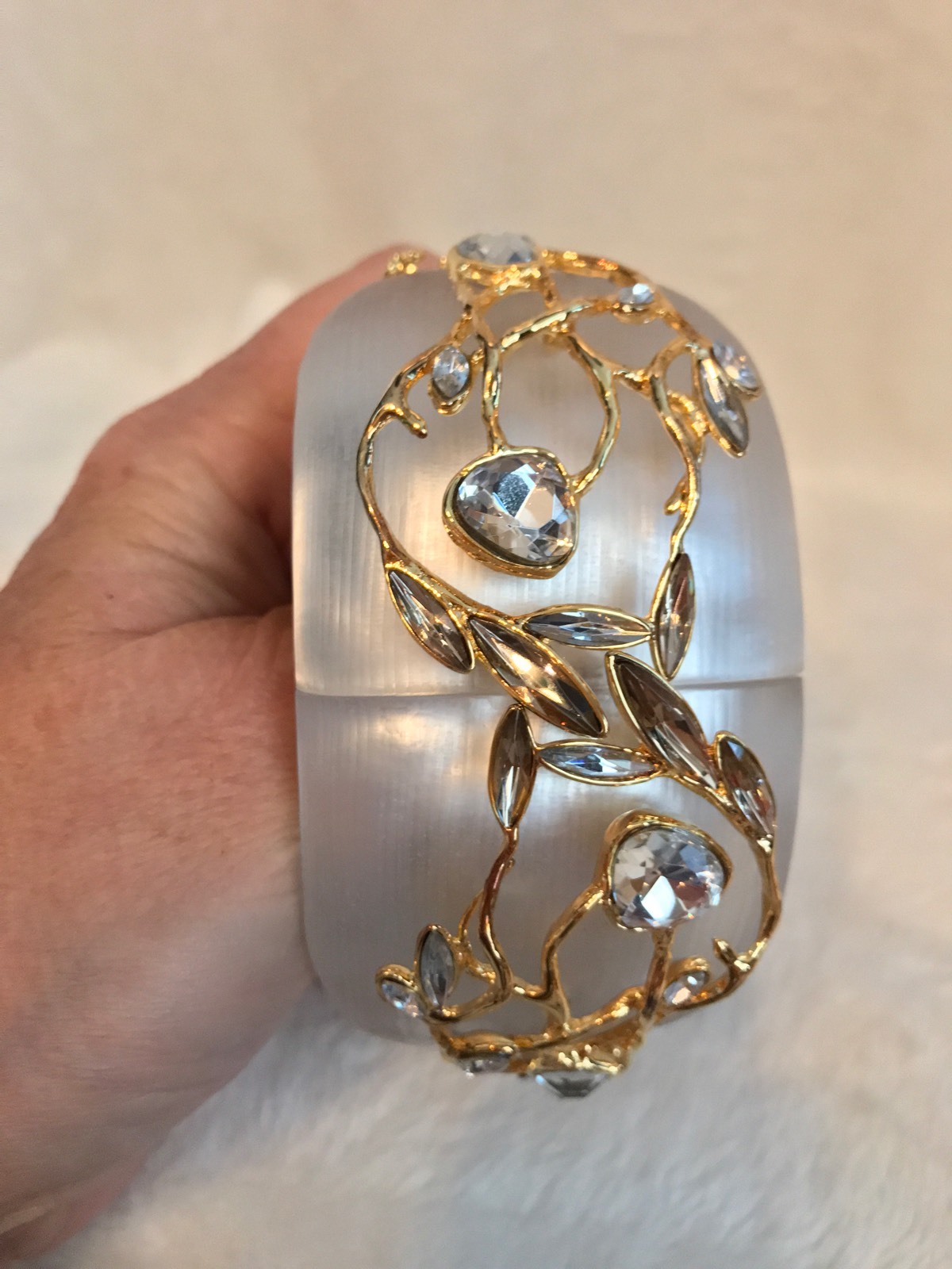 ALEXIS BITTAR White Silver LUCITE Crystal DOME Bracelet, GEORGIA O ...