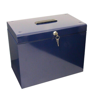 A4 Metal Blue File Filing Box Storage Lockable 5 Suspension Files Tidy ...