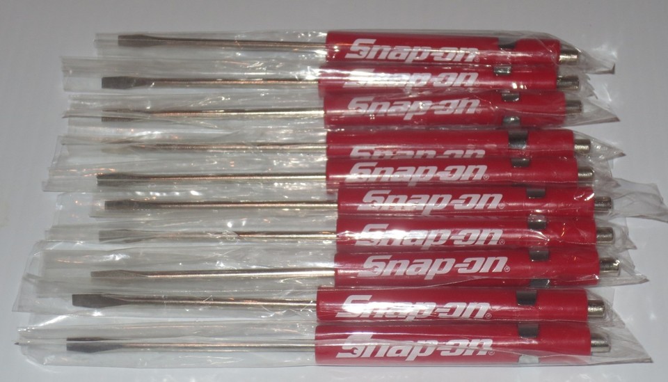 (10)TEN Snap on Pocket Screwdriver, Flat Tip Screwdrivers, RED ...