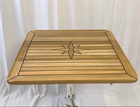 Sliding Wings Teak Table Top with Star Inlay - 340/580 x 600mm Boat ...