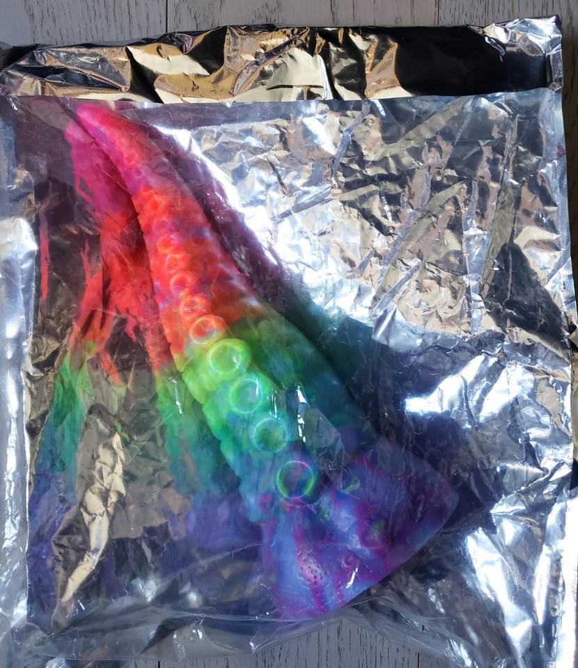 NEW Bad Dragon IKA Fantasy LARGE Silicone Dildo Toy AURORA Rare UV GLOW ...