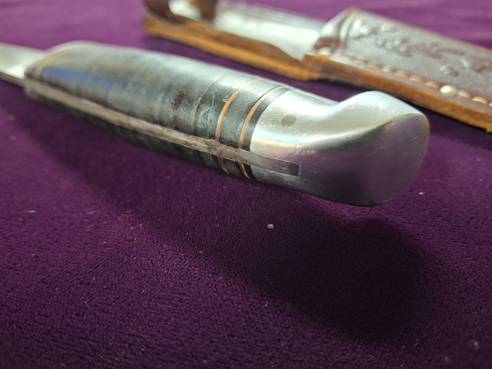 Vintage Western L66 Stacked Leather Fixed Blade Hunting Knife, 100 312 ...