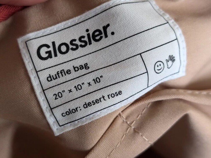 Glossier Duffle Bag Medium 20"x10"x10" Brown Pink Desert Rose Zip Strap ...