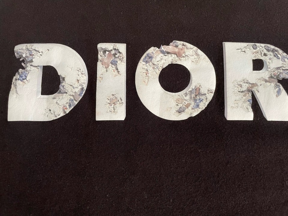 Christian Dior Daniel Arsham T Shirt Tee Eroded Logo Black Size Small | eBay